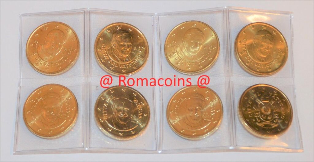 Complete Set 50 Cents Vatican 2010 - 2017 8 Coins Unc - Romacoins