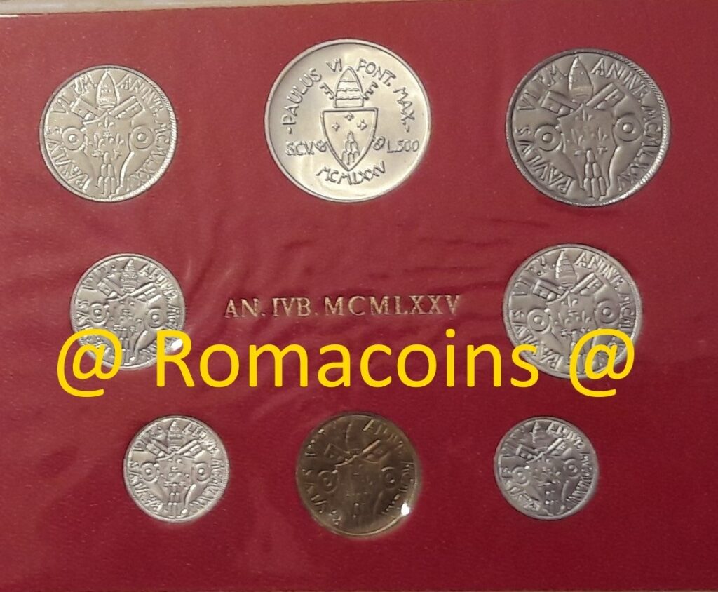 Vatican Bu Set 1975 Paul VI Lire Holy Year - Romacoins