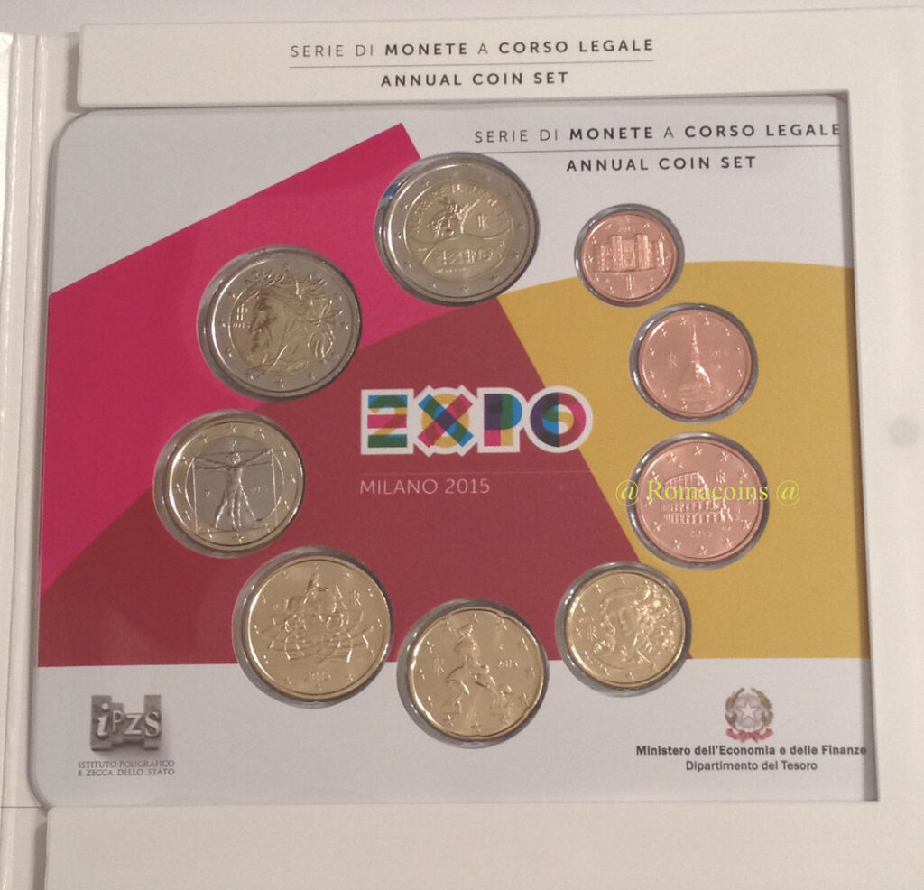 Bu Set Italy 2015 Euro 9 Coins 2 Euro Expo - Romacoins